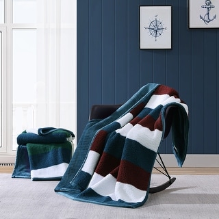 Nautica Wilton Ultra Soft Plush Sherpa Throw Blanket - Bed Bath ...