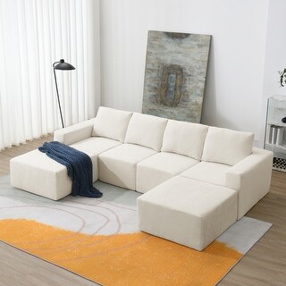 5 Pieces Sectional Sofa Set, Modular Sectional Sofa Convertible Sleeper ...