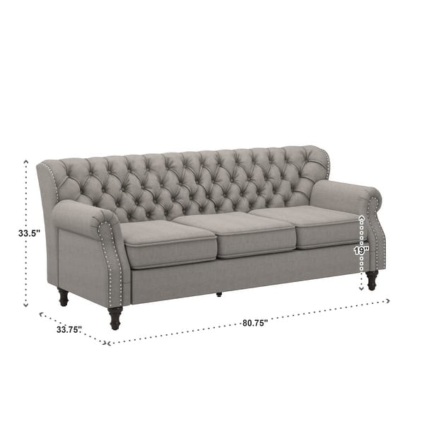 Dorothy Grey Fabric Button Tufted Sofa with Nailhead Trim by iNSPIRE Q ...