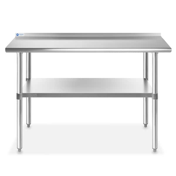 48 x 24 Inch NSF Stainless Steel Prep Table w/ Backsplash by GRIDMANN ...
