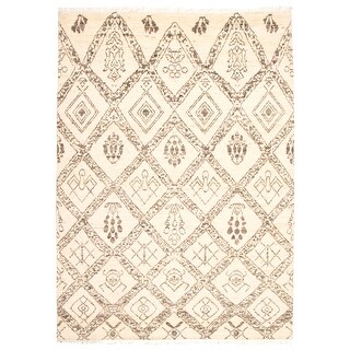 ECARPETGALLERY Hand-knotted Pak Finest Marrakesh Cream Wool Rug - 9'8 x ...