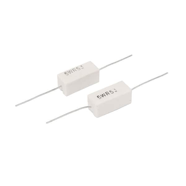 5W 5 Ohm 5WR5J 5% Wire Wound Axial Ceramic Cement Power Resistor White ...