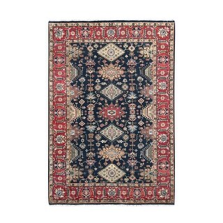 Shahbanu Rugs Retro Black and Cardinal Red Wool Vegetable Dyes Hand ...