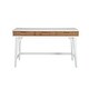 Eli 52 Inch 3 Drawer Home Office Desk, Mahogany Wood, White, Brown ...