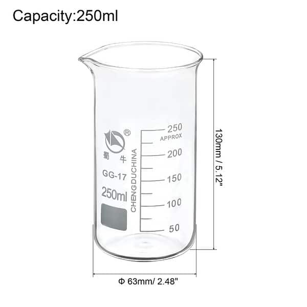 2pcs 250ml Tall Form Glass Beaker 3.3 Borosilicate Lab Measuring Cups - Clear - Bed Bath ...