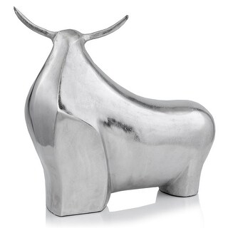 HomeRoots 20" Silver Aluminum Bull Abstract Figurine - Bed Bath ...