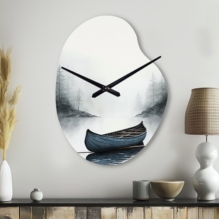 Designart - Canoe On The Lake I - Coastal Boat Wall Clocks in Pear ...
