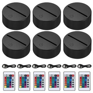 6 Pieces 3D Night LED Light Lamp Base 16 Colors Light Display Base (6 ...