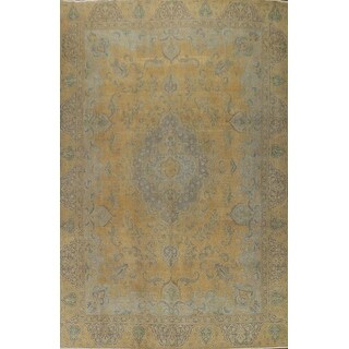Over-dyed Floral Tabriz Persian Area Rug Handmade Wool Carpet - 9'5" x ...