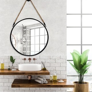Round Hanging Mirror with Rope - 20"L x 20"W - Bed Bath & Beyond - 41284190