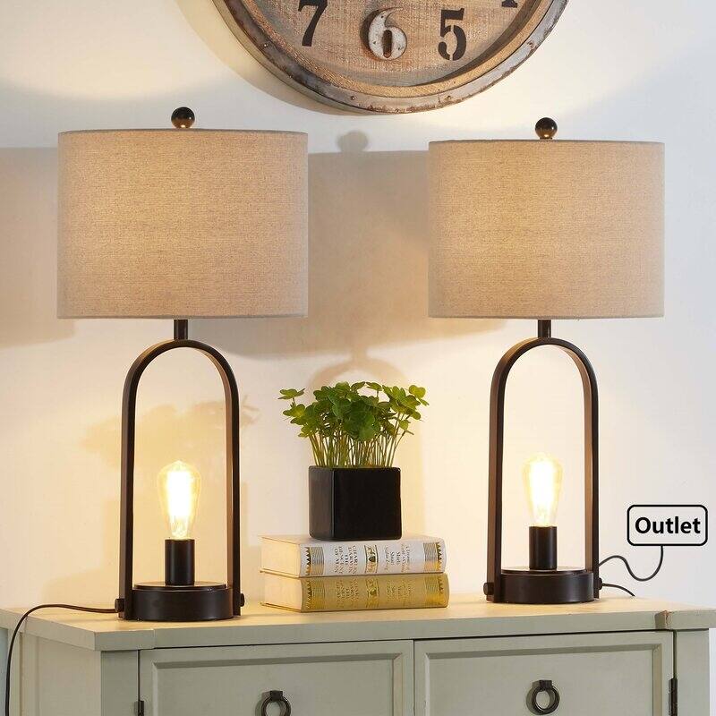 Maxax 26'' Black Table Lamp Set with Outlet (Set of 2) - On Sale ...