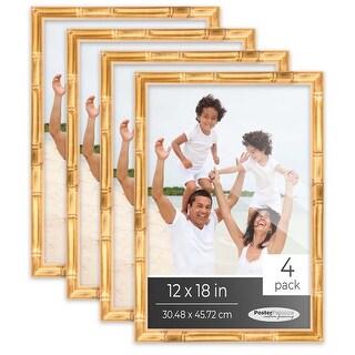 8x10 Gold Bamboo Picture Frame Set Pack of 4 8x10 Wood Picture Frames ...