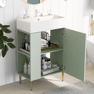 Bathroom Vanity Cabinet Storage,Single Ceramic Sink,Left Side Storage ...