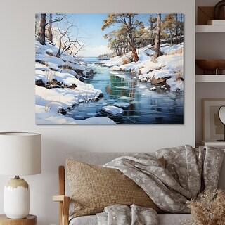 Designart "Sweden Ice Blue Archipelago I" Winter Landscapes Canvas Wall ...