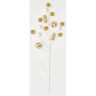 27" Glittered Ball & Candy Spray, Gold, Set of 3 - Gold - Bed Bath ...