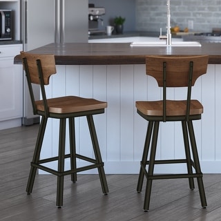 Amisco Ferguson Swivel Counter and Bar Stool with Distressed Wood Seat ...