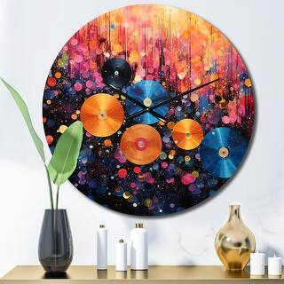 Designart "Vinyl Record Rhapsody I" Music Oversized Wall Clock - Bed ...