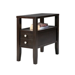 24" Brown Solid Wood Rectangular End Table With Two Drawers - Bed Bath ...