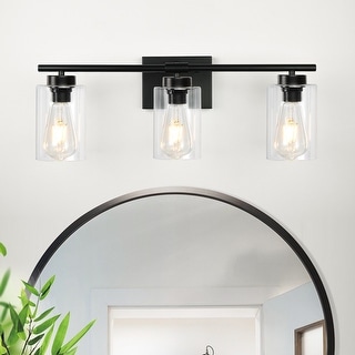3-Light Wall Lights, Cylinder Bathroom Vanity Lights Glass Hallway Wall ...