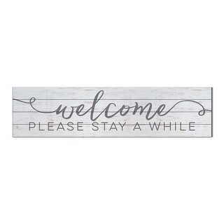 40" Black and White "Welcome Please Stay a While" Slat Wall Sign - Bed ...