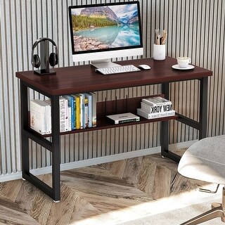 Home Computer Desk With Bookshelf Office Desk Workstation PC Laptop ...