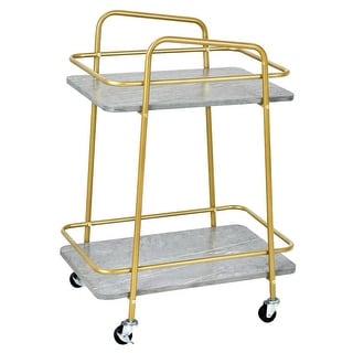 2 tier Kitchen Rolling Cart with Steel Frame and Lockable Casters - Bed ...