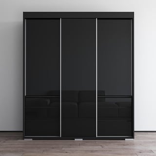 Monaco 3-door Modern 71-inch Glass Front Wardrobe - Bed Bath & Beyond ...