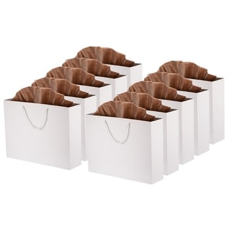 12 Set Favor Gift Bags Goodie Tote with Brown Tissue Paper - Bed Bath ...