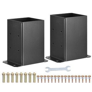 4x4" Post Base 2pcs Black Powder Coated Post Brackets for Deck Railing ...