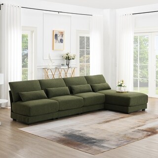L-Shaped Loop Yarn Sofa with Reversible Chaise & 5-Seater Capacity ...