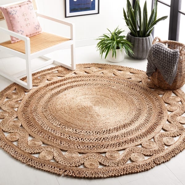 SAFAVIEH Natural Fiber Edelt French Country Round Jute Rug - Bed Bath ...