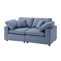 2 Seater Modular Sofa Linen Fabric Upholstered Sofa Set with Removable ...
