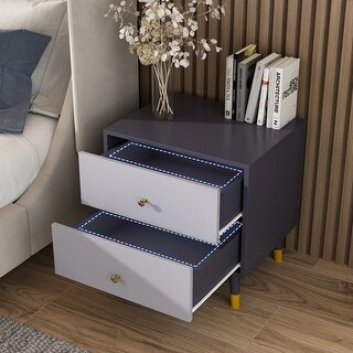 Timechee Furniture 21.7"H Two Drawers Nightstand For Bedroom - Bed Bath ...