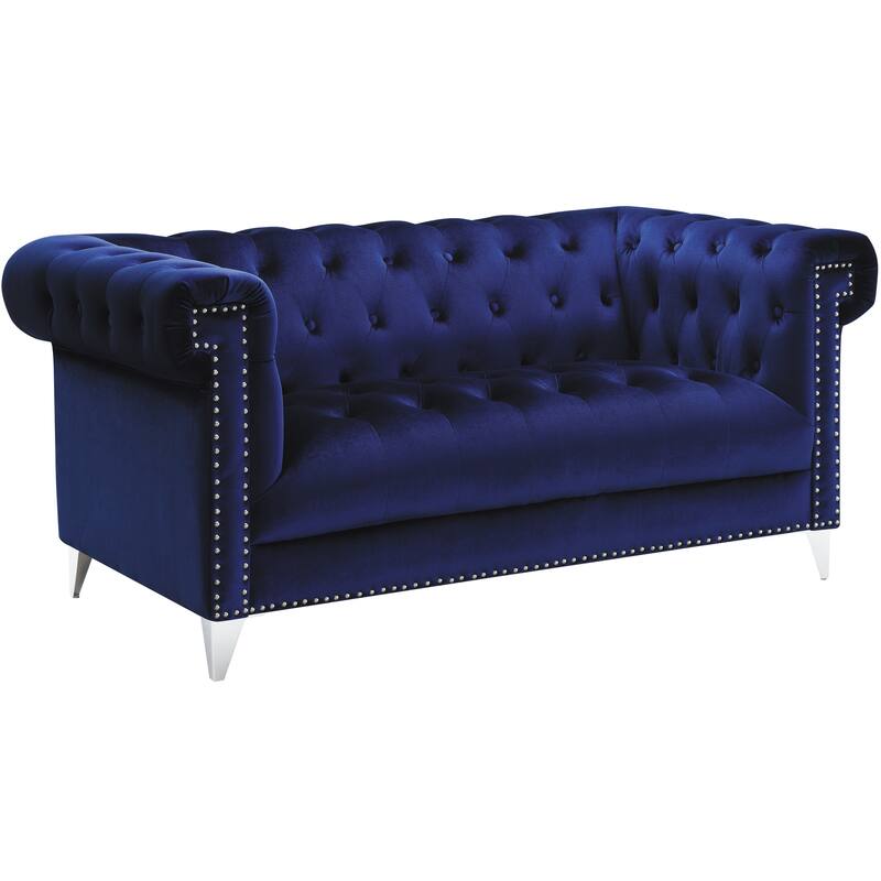 Modern Blue Velvet Tufted 3-piece Living Room Sofa Set - Overstock ...