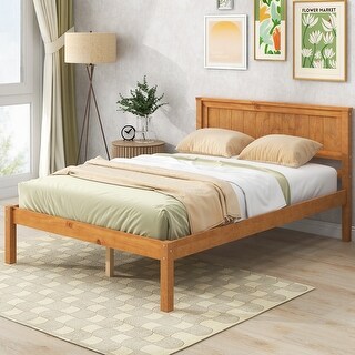 Wood Full Size Bed Frame with Headboard and Footboard, Platform Bed ...