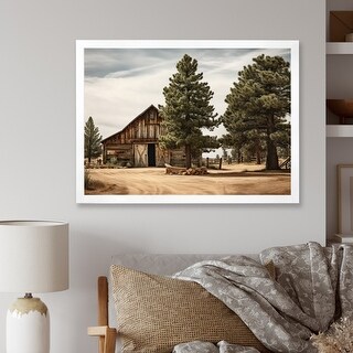 Designart "Pine Tree Rustic Charm" Tree Pine Framed Canvas Prints - Bed ...