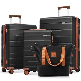 4-Pcs Expandable ABS Luggage Sets with Travel Bag & 360掳 Spinner Wheels ...