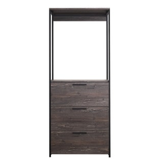 Veronica Wood Walk-in Closet with Three Drawers in Rustic Gray - Bed ...