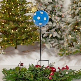 26″ Tall Blue & White Polka Dot Christmas Garden Stake - Bed Bath ...