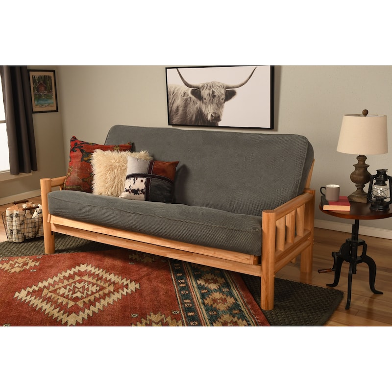 Somette Lodge Futon Set in Natural Finish with Marmont Mattress ...