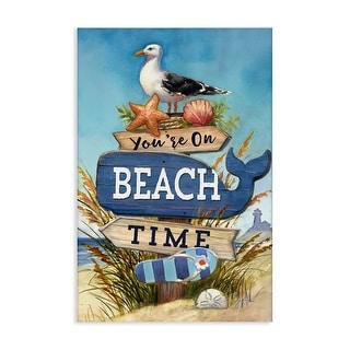 Stupell On Beach Time Sign Canvas Wall Art Design By Geoff Allen - Bed ...