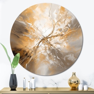 Designart "Gold and Silver Chromatic Essence II" Abstract Metal Circle ...