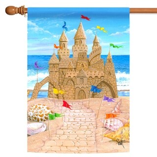 Blue and Brown Sandy Castle Outdoor House Flag 40" x 28" - Bed Bath ...