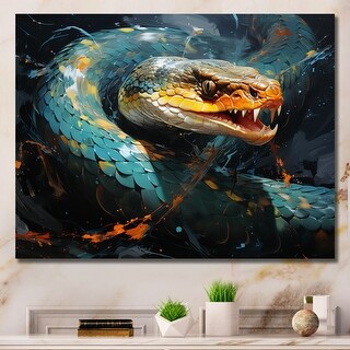 Designart "Emerald Snake Intertwining" Animals Wall Art Prints - Bed ...