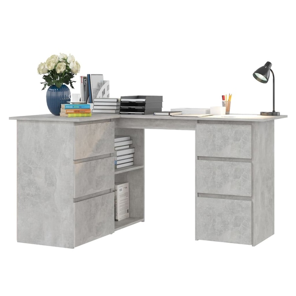 vidaXL Corner Desk Concrete Gray 57.1 x39.4 x29.9 Chipboard Bed Bath Beyond 31570705