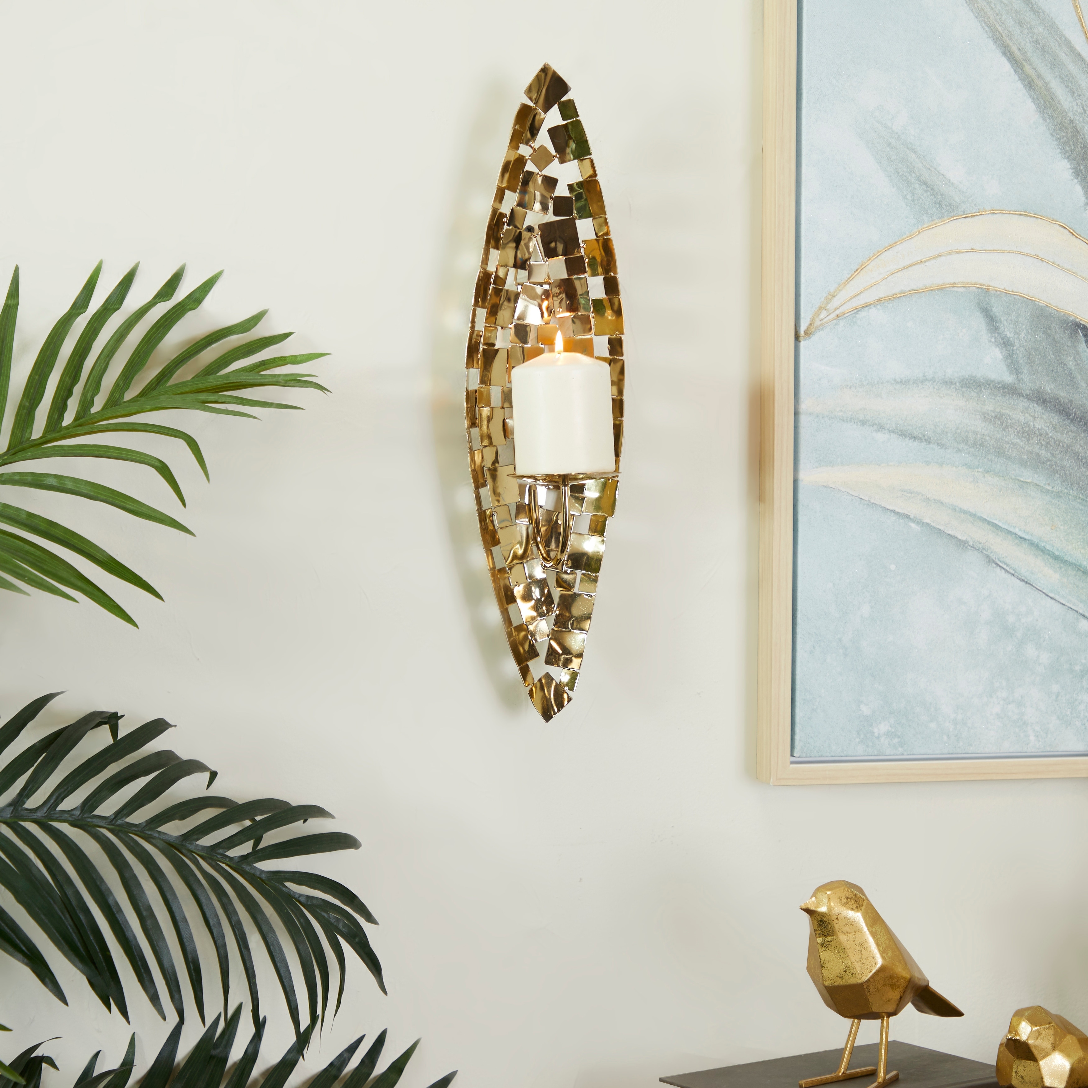 Ava 17 Gold Feather Wall Candle Sconces Set Of 2 at Laura Mullen blog