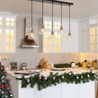 Elisie Modern Linear 40-inch Chandelier Cluster Water Glass Pendant Light Hammered Kitchen ...