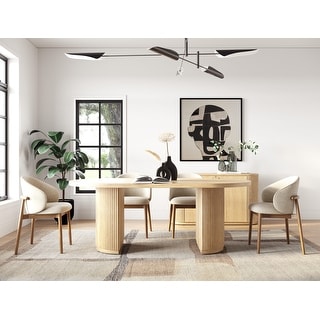 Modrest Jacobson Modern Natural Acacia Oval Dining Table - Beige - Bed ...