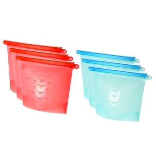 Reusable Refrigerator Food Storage Bag Silicone Fresh Bags-Blue+Red ...