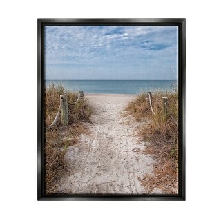 Stupell Sandy Ocean Boardwalk Summer Horizon Floating Framed Canvas ...